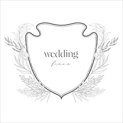 Wedding crest with flowers on the white background