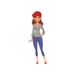 Beautiful french woman character dressed Vector Image