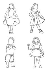 Kids line art Royalty Free Vector Image - VectorStock