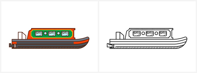 Narrow boat coloring page for kids Royalty Free Vector Image
