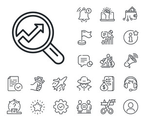 Chart line icon report graph sign in magnifier Vector Image