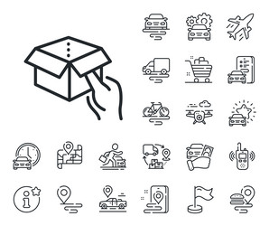 Open box line icon delivery parcel sign cargo Vector Image