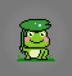 8 bit pixel frog jump Royalty Free Vector Image