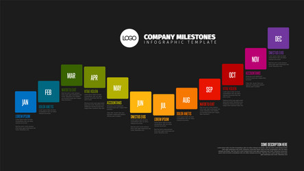 Full year timeline template Royalty Free Vector Image