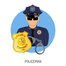 Policeman officer flat icon Royalty Free Vector Image