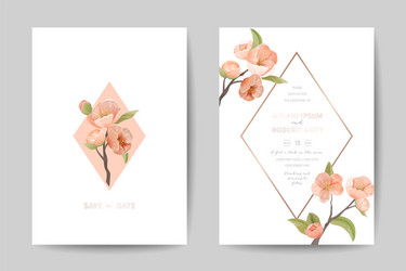 Wedding invitation card front back side set Vector Image