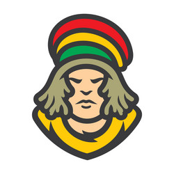 Cute little reggae boy with dreads playing guitar Vector Image