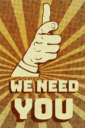 Vintage we need you poster Royalty Free Vector Image