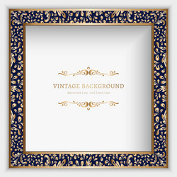 Square gold frame with scroll corner patterns Vector Image