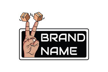 Finger logo turning two cardboard boxes image Vector Image