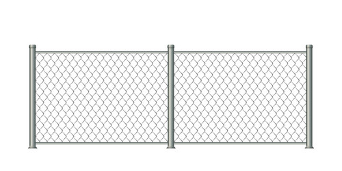 Realistic chain link fence metal wire Royalty Free Vector