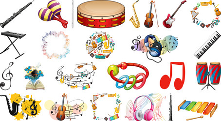 Set music instrument Royalty Free Vector Image