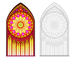 Beautiful colorful stained glass window gothic Vector Image