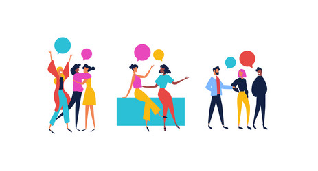 Cartoon friends social characters icon set Vector Image