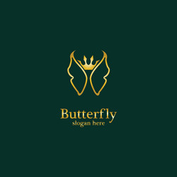 Golden butterfly logo royal logotype Royalty Free Vector