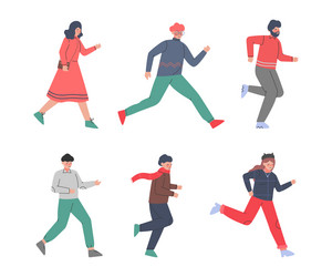 People characters running hurrying up at work Vector Image