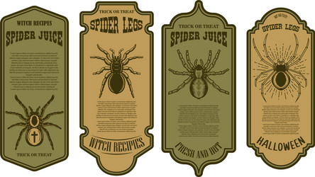 Spider juice legs halloween bottle label Vector Image