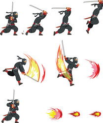 Ninja flying attack game sprite Royalty Free Vector Image