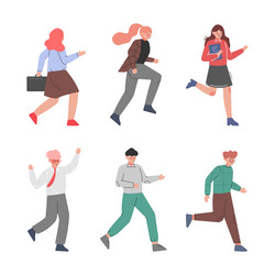 People characters running hurrying up at work Vector Image