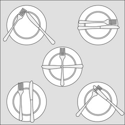 Continuous one line plate with fork and knife Vector Image