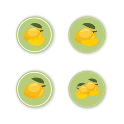 Round stickers with a tropical mango fruit Vector Image