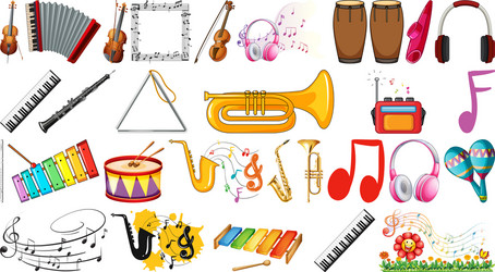 Set music instrument Royalty Free Vector Image