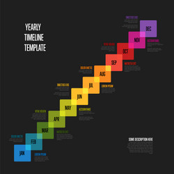 Full year dark timeline template made from squares