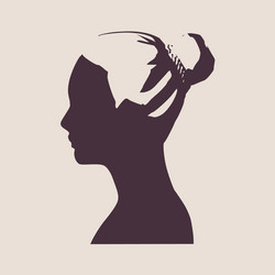 Silhouette with masks of happy and sad faces Vector Image