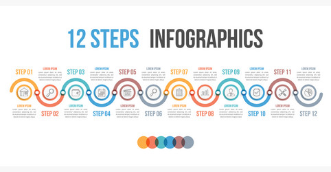 Collection of 12 templates for infographics Vector Image