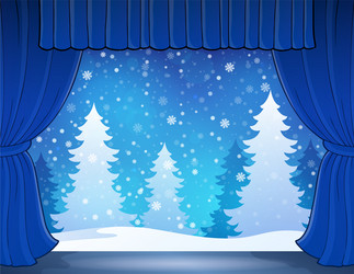 Stage with night landscape Royalty Free Vector Image