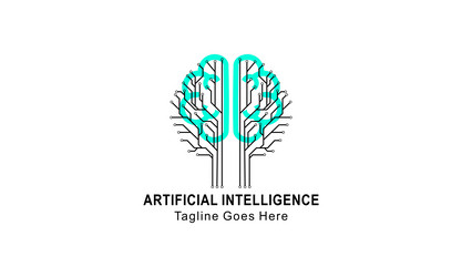 Virtual vision logo artificial intelligence Vector Image