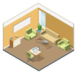 Isometric interior office workplace composition Vector Image