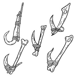 Fish hook made of bone and fang Royalty Free Vector Image