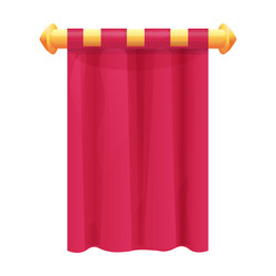 Red hanging medieval banner flag with cloth Vector Image