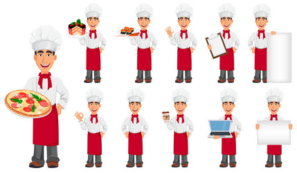 Young professional chef in uniform and cook hat Vector Image