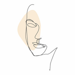 Face line art painting sketch with Royalty Free Vector Image