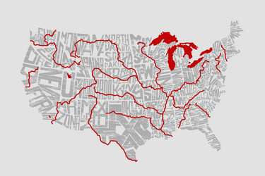 Drawing art map of united states america linear Vector Image