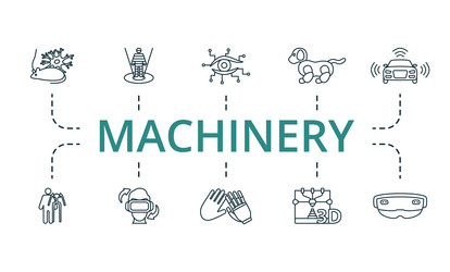 Machinery set creative icons optogenetics Vector Image