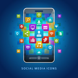 Social media icons and mobile smartphone Vector Image