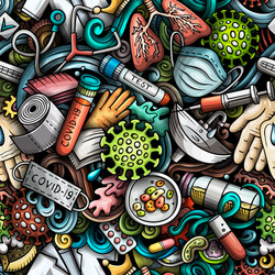 Cartoon doodles pandemic Royalty Free Vector Image