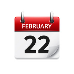 February 22 isometric calendar icon with shadow Vector Image