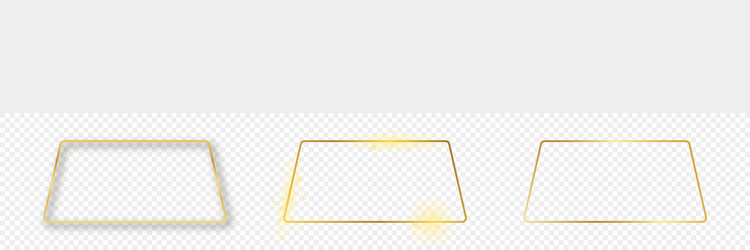 Gold glowing rounded trapezoid shape frame Vector Image
