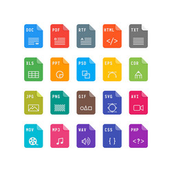 Pdf documents icons set Royalty Free Vector Image