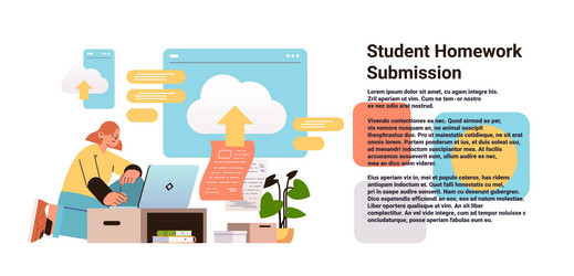 Student using laptop homework submission e Vector Image