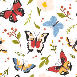 Butterfly seamless pattern cute colorful Vector Image