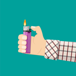 Hand with lighter on transparent background Vector Image