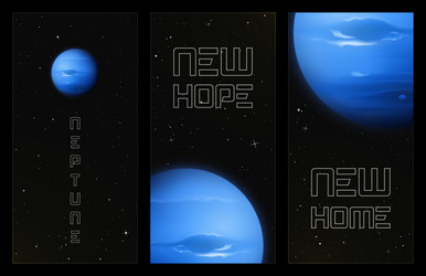 Set of horizontal banners with planet neptune Vector Image