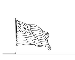 American flag continuous one line drawing Vector Image