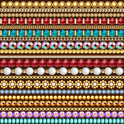 Jewelry seamless pattern with gems and gold chains