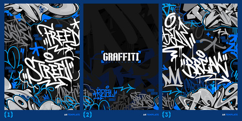Abstract dark graffiti style a4 poster Royalty Free Vector